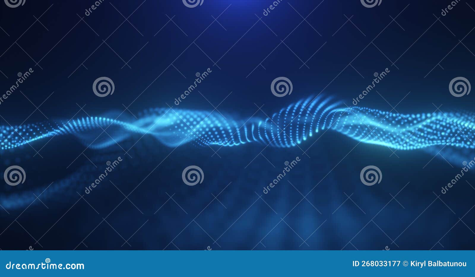 Abstract Glowing Blue Magic Energy Wave from Particles and Dots Bright ...