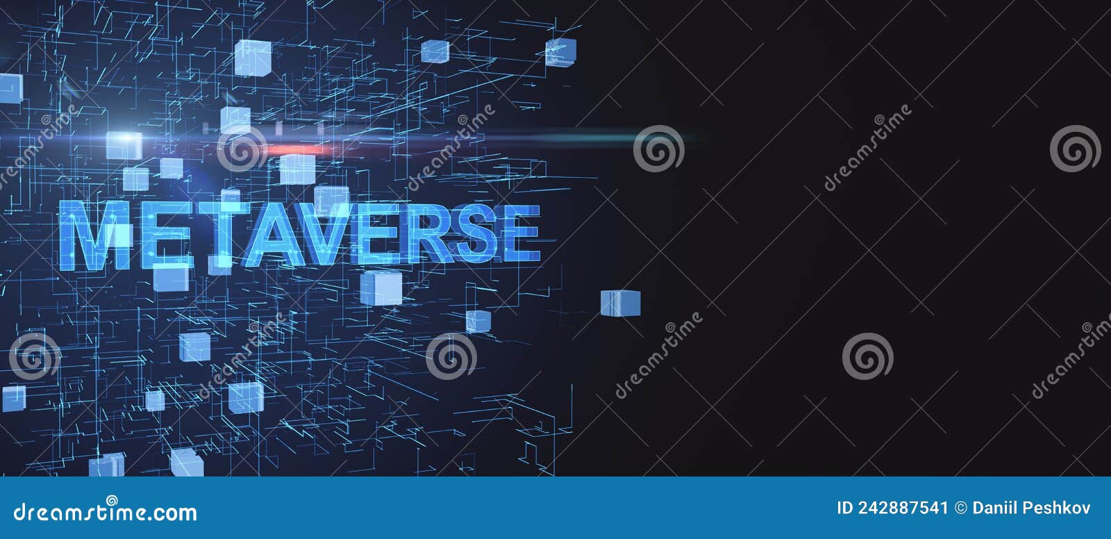 Abstract Glowing Blue Metaverse Background with Mock Up Place. Game ...