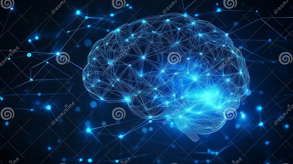Abstract Glowing Brain with Neural Connections, Symbolizing ...