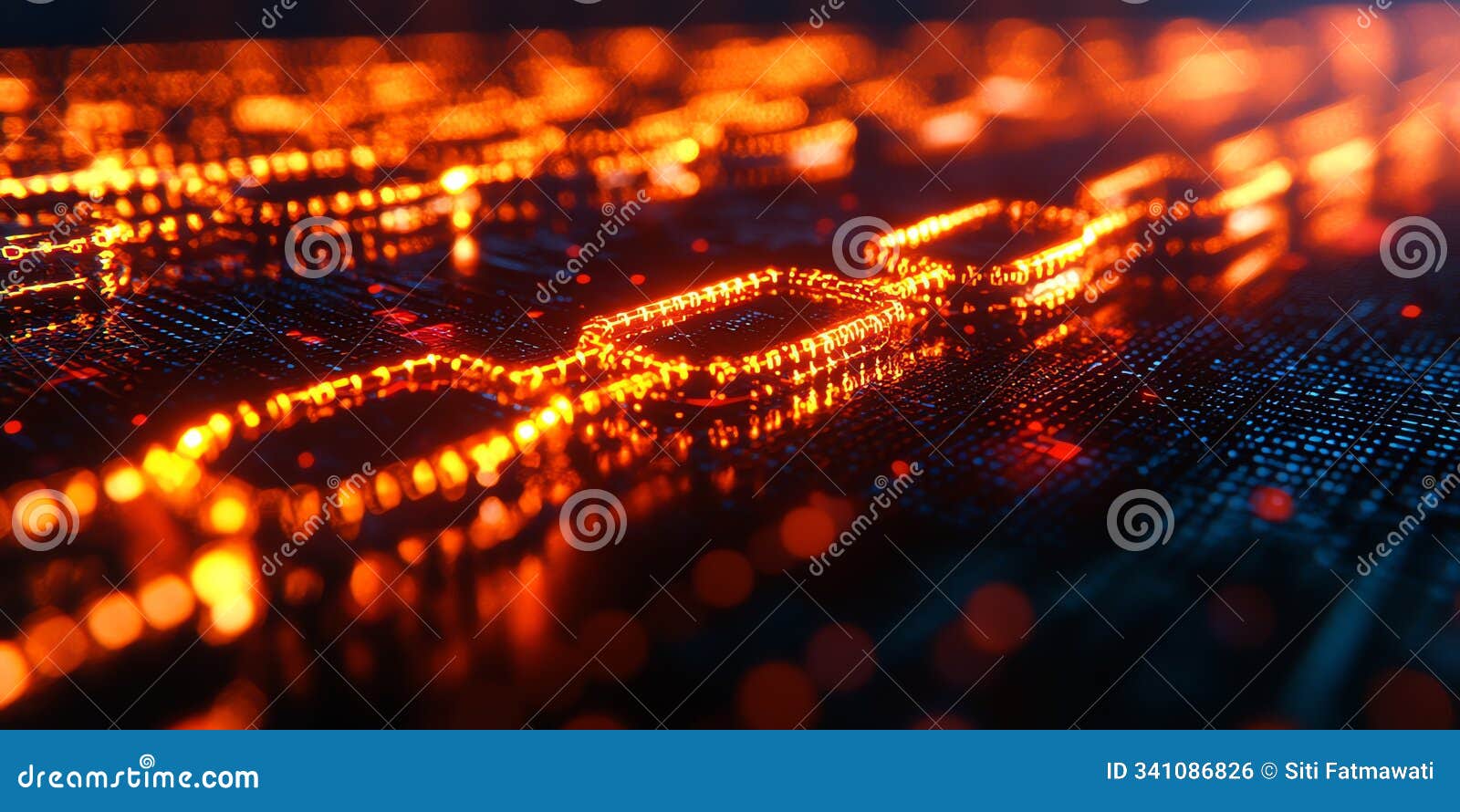 Abstract Glowing Chain Link Pattern on a Dark Surface Stock ...