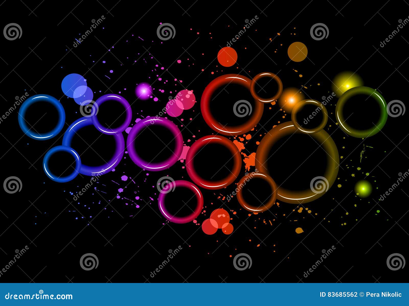 Abstract Glowing Circles of Light with Rainbow Colors Background. Stock ...