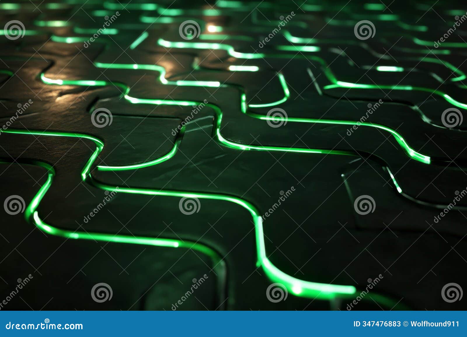 Abstract Glowing Circuit Pattern, Intricate Green Pathways Illuminated ...