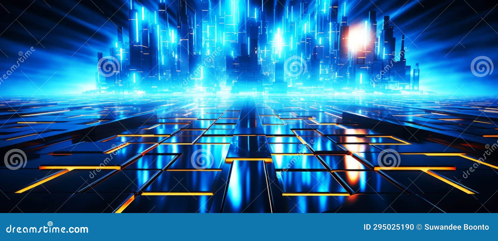 Abstract Glowing Cubes in Space. Futuristic Background with Glowing ...