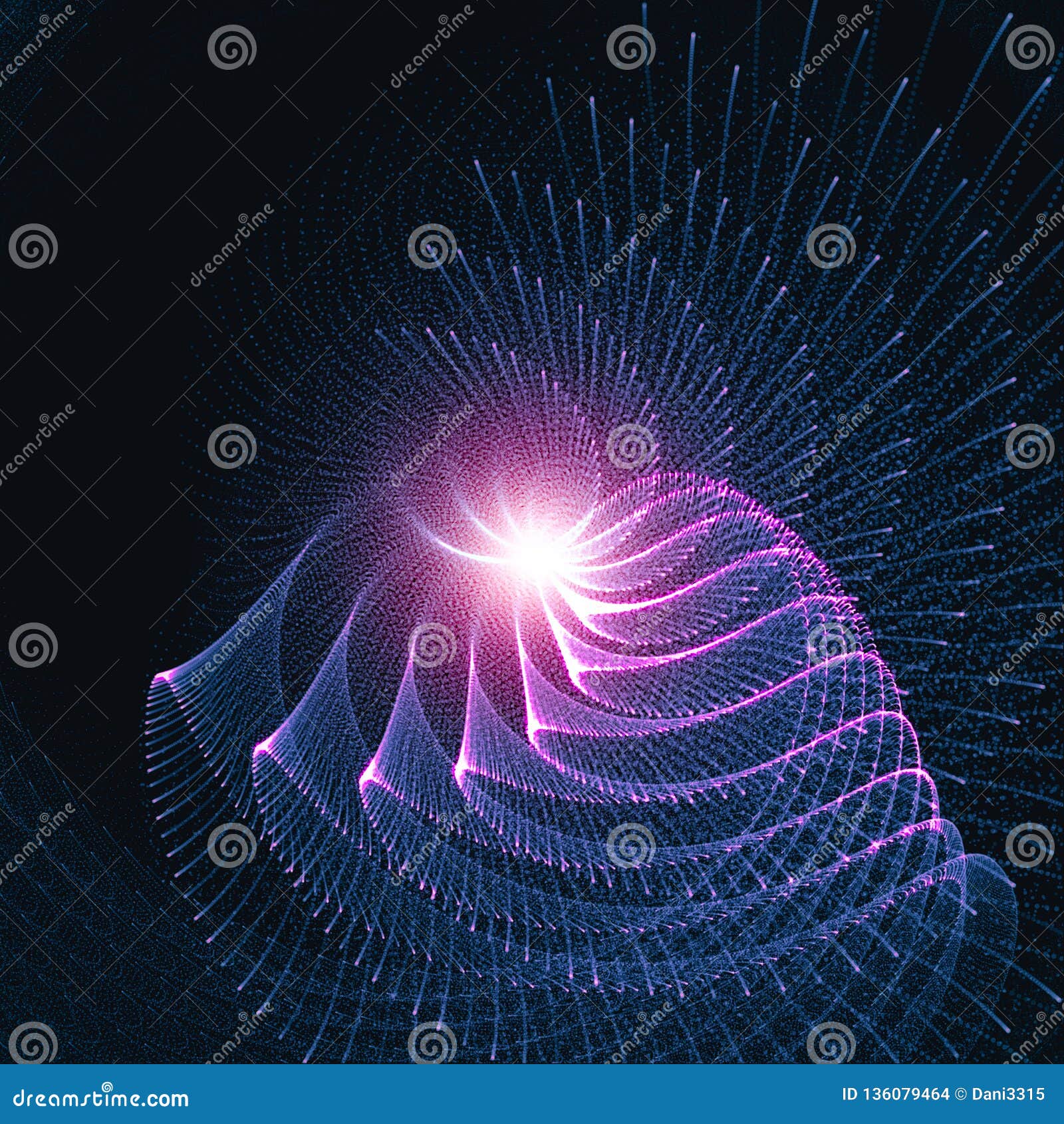 Abstract Glowing Curved Lines Background. Rays of Light Flowing in ...