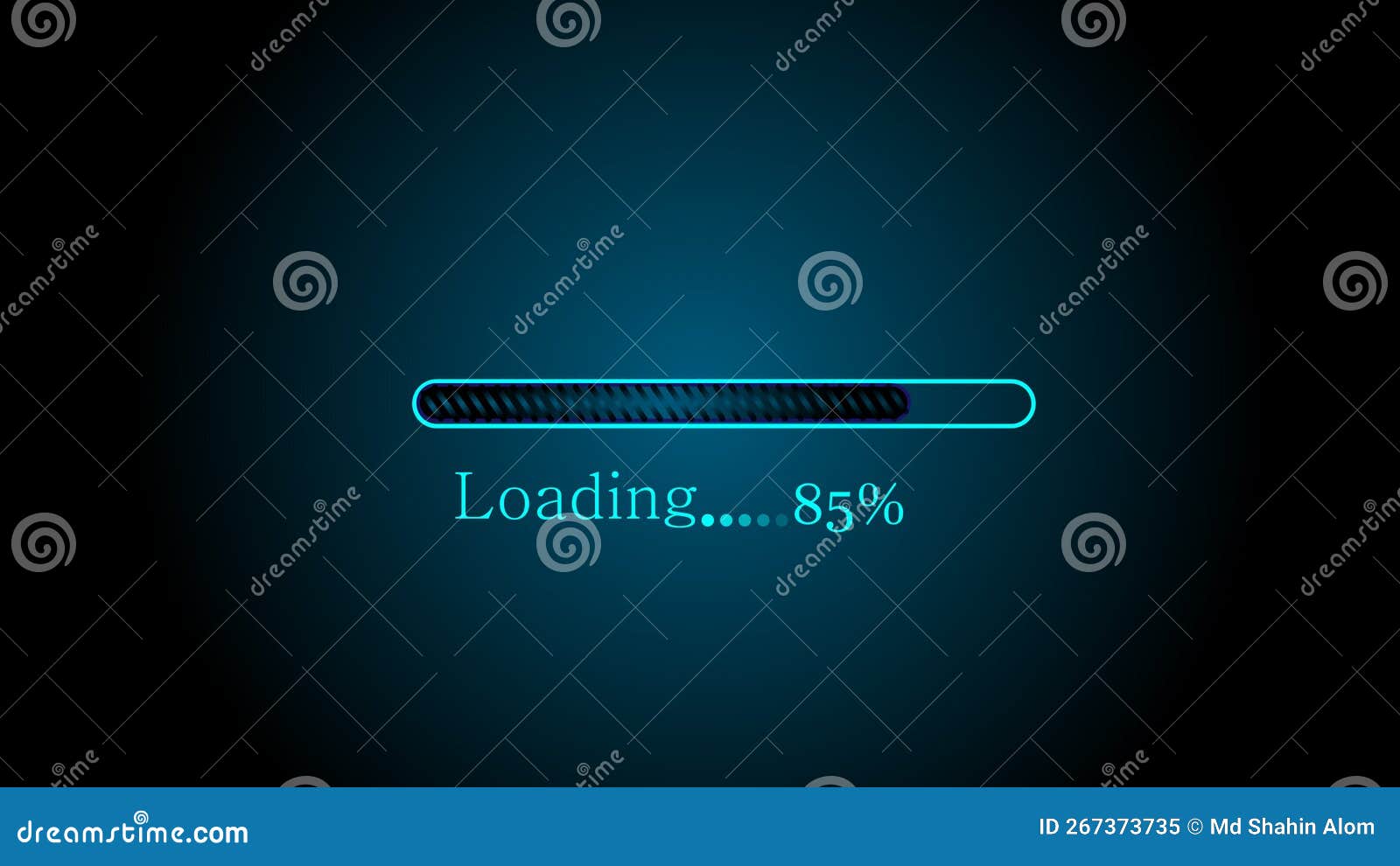 Abstract Glowing Cyan and Black Color Waiting Loading Bar Illustration ...