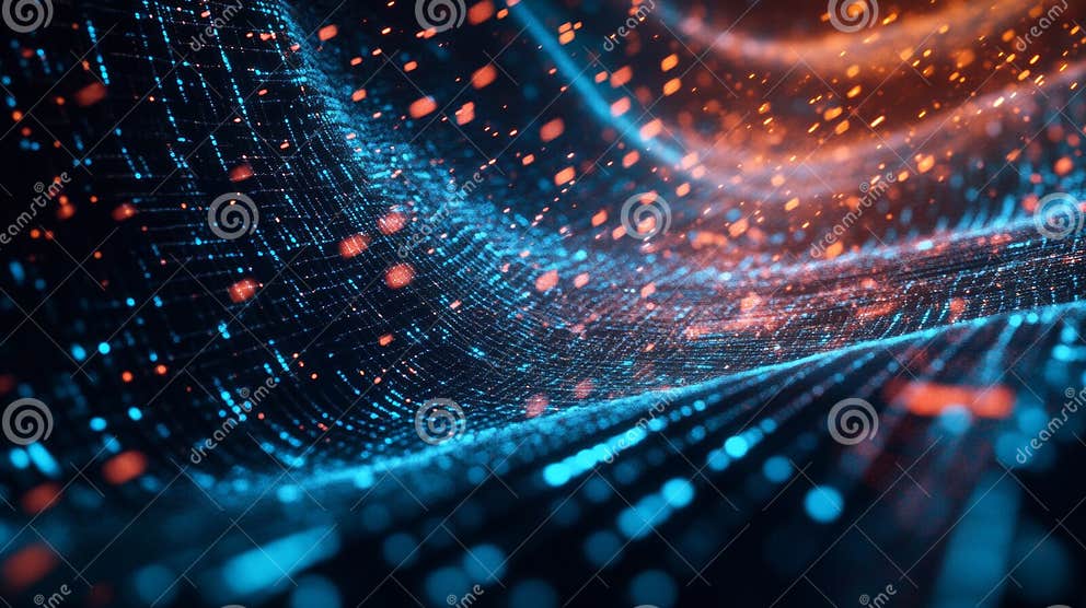Abstract Glowing Data Particles Forming a Wave in Cyberspace Stock ...
