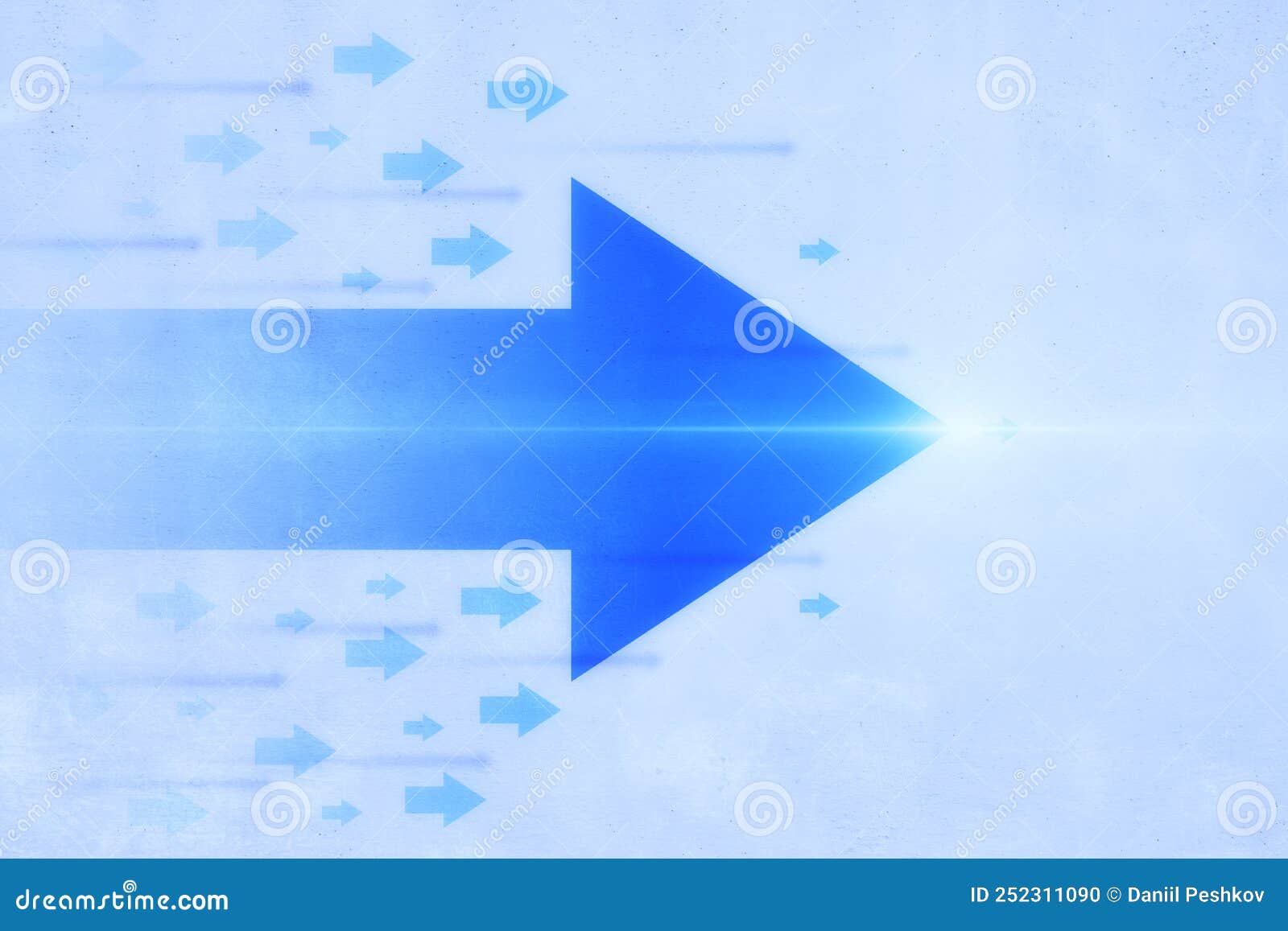 Abstract Glowing Digital Arrows on White Wall Background. Future ...