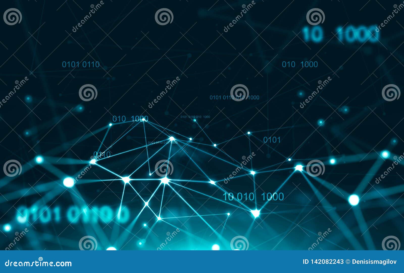Abstract Glowing Digital Background Binary Numbers Stock Illustration ...