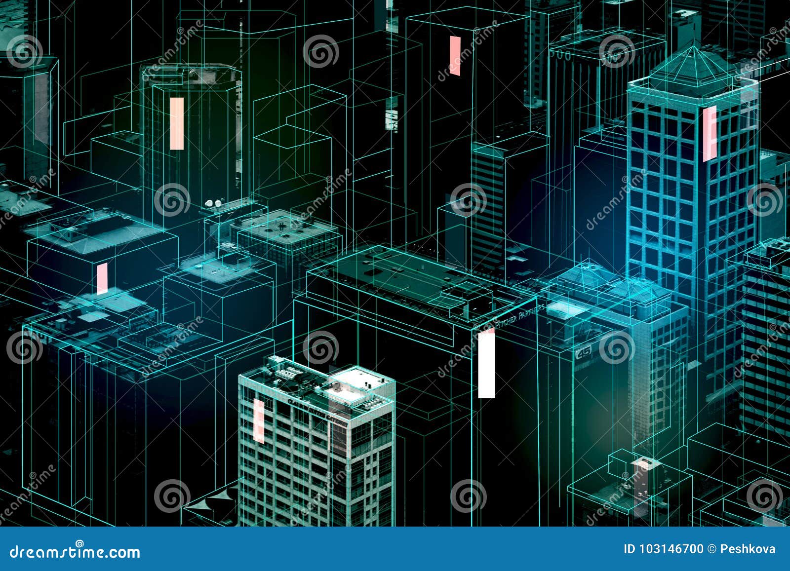 Digital city backdrop stock illustration. Illustration of exterior ...