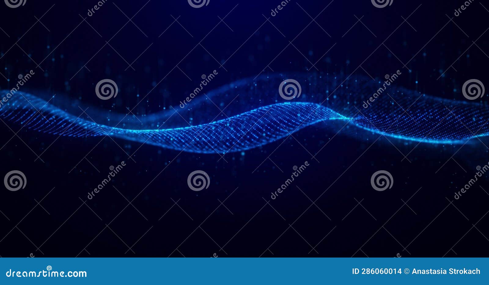 Abstract Glowing Digital Cyber Wave Made of Particles and Dots Moves on ...