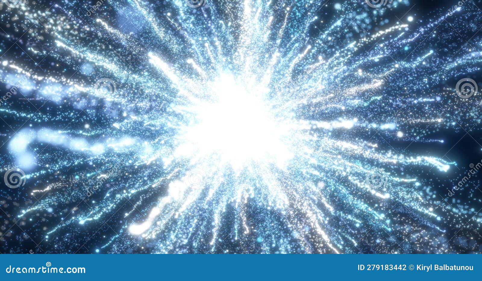 Abstract Glowing Energy Explosion Whirlwind Firework from Blue Lines ...