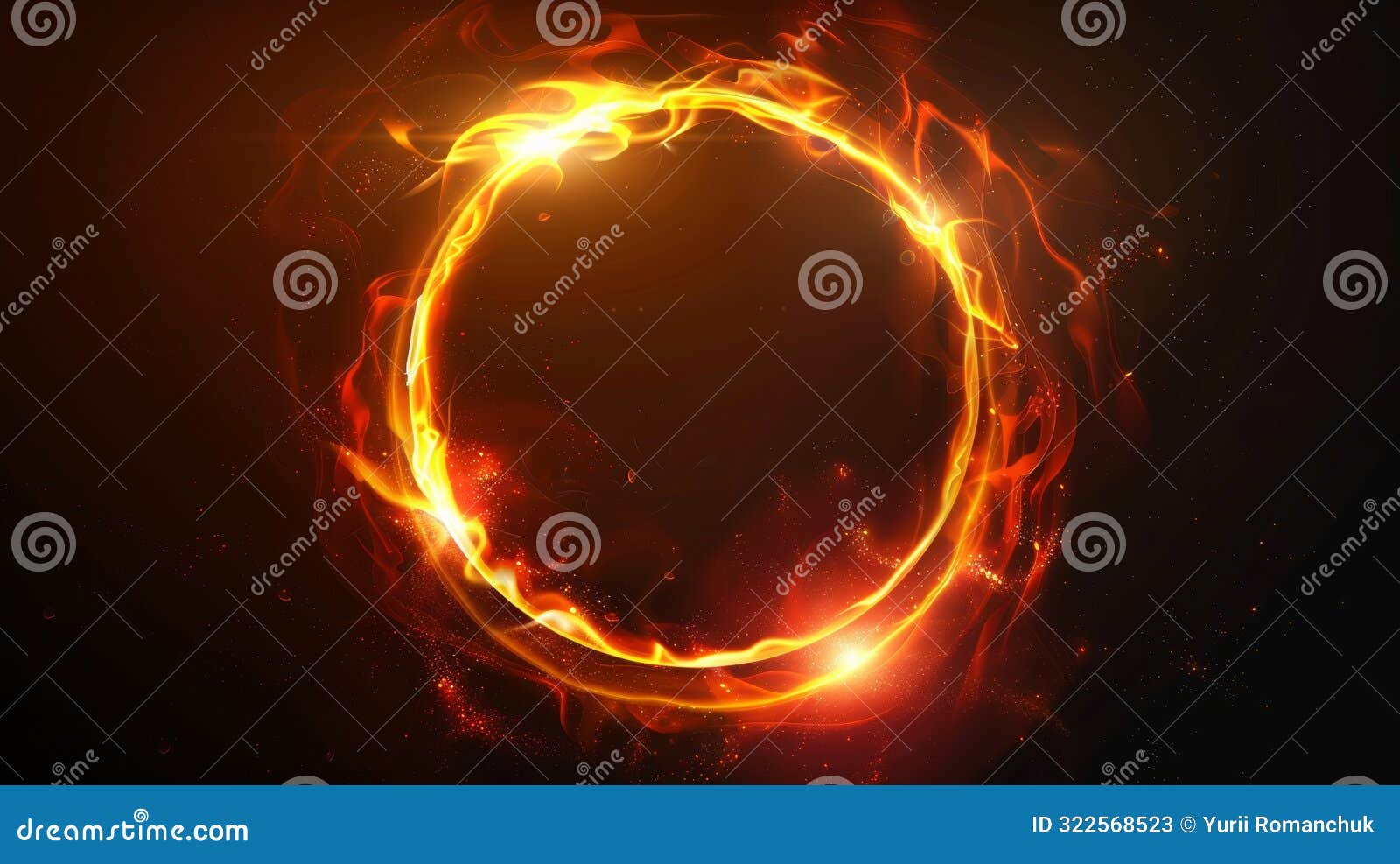 Abstract Glowing Fire Circle Ring Vector Design on Black Background ...