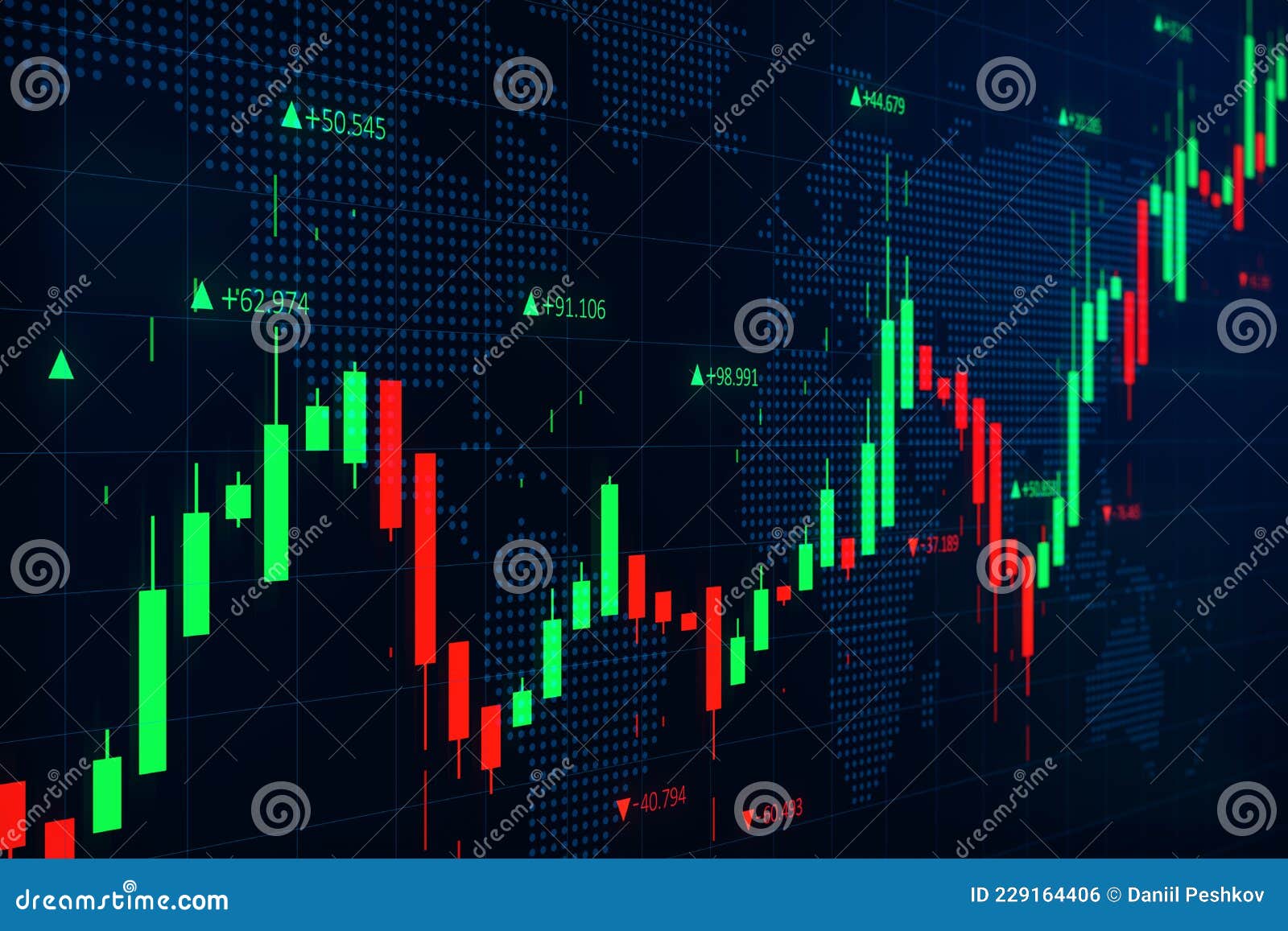 Abstract Glowing Forex Chart with Map on Dark Background. Trade and ...