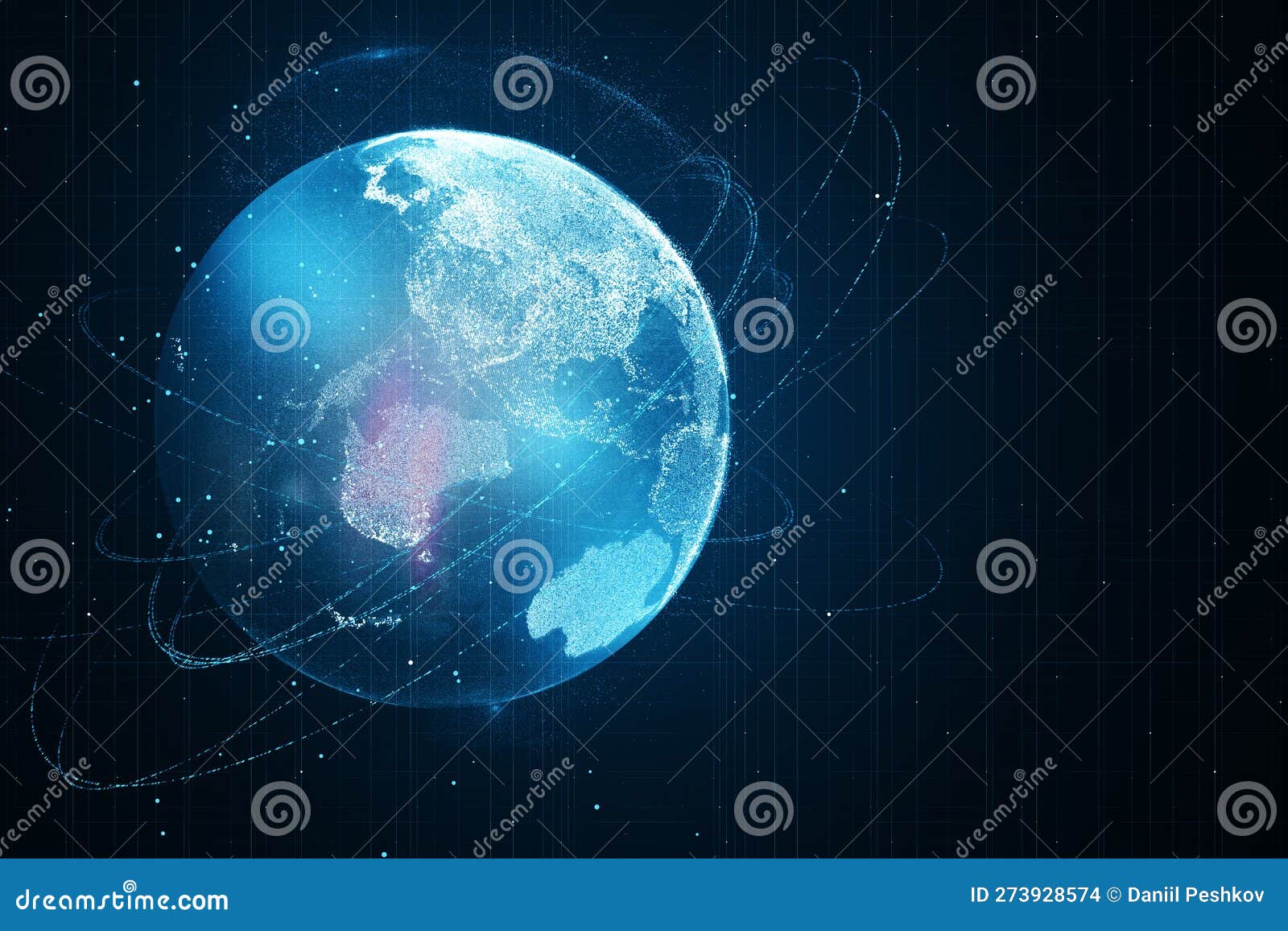 Abstract Glowing Globe with Connection Lines on Dark Backdrop. Digital ...