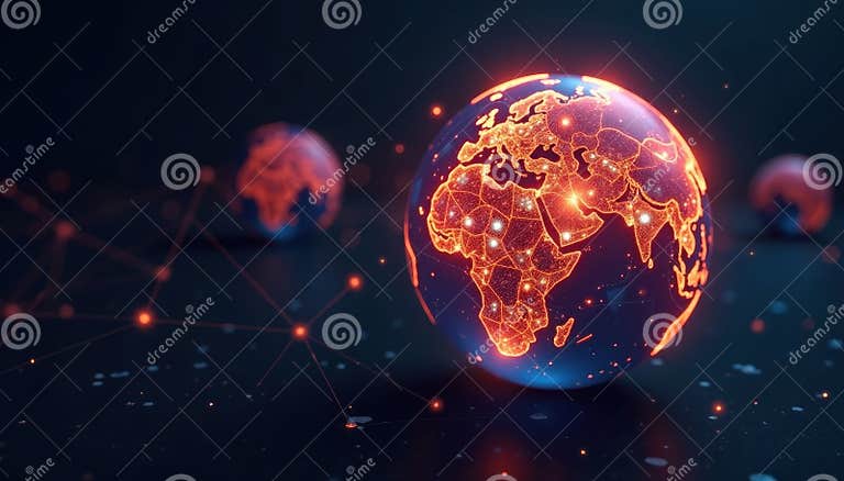 Abstract Glowing Globe with Interconnected Nodes, Network Topology ...
