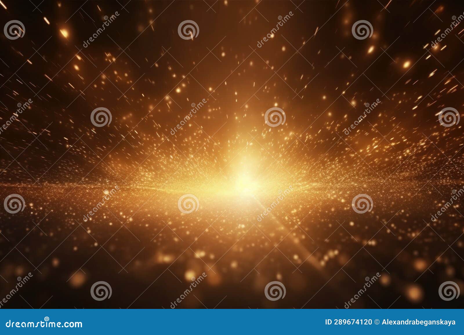 Abstract Glowing Golden Light Effect with Sparkling Rays Stock ...