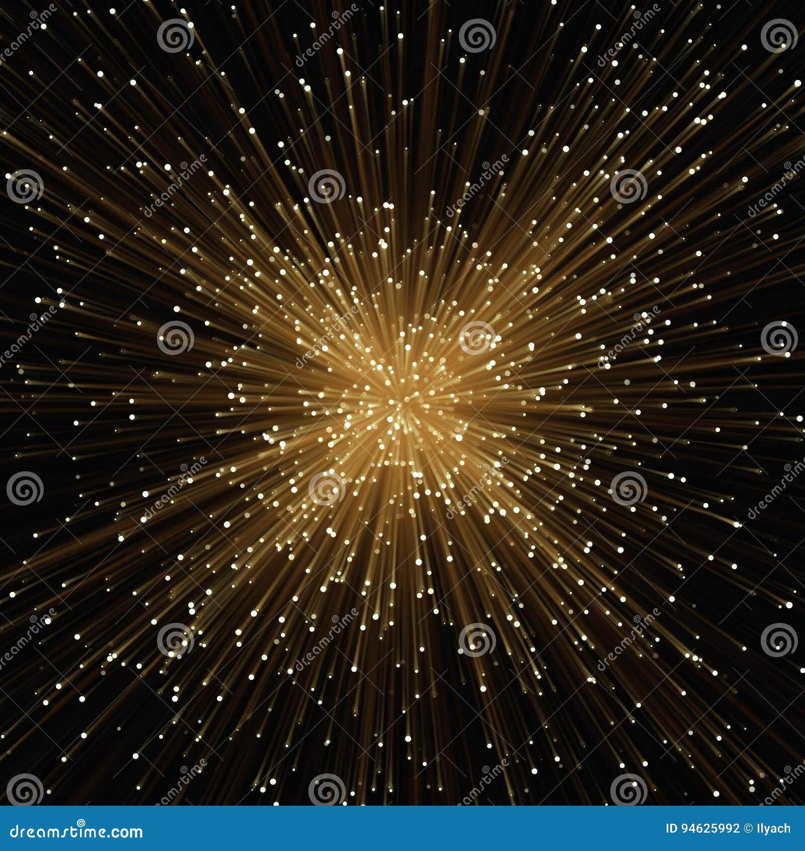 Abstract Glowing Golden Light Effect With Sparkling Rays And Particle ...