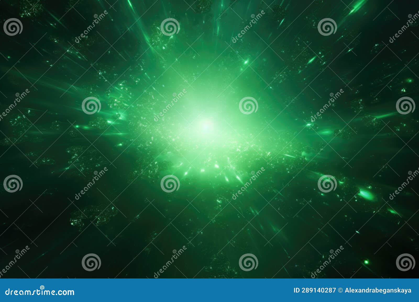 Abstract Glowing Green Light Effect with Sparkling Rays Stock ...