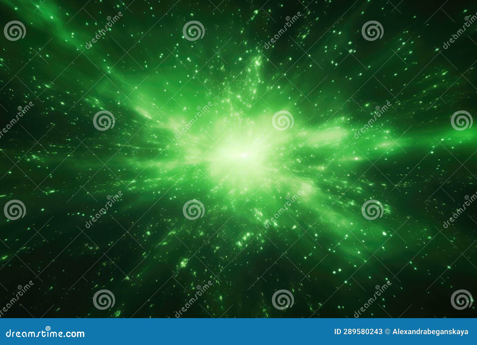 Abstract Glowing Green Light Effect with Sparkling Rays Stock ...