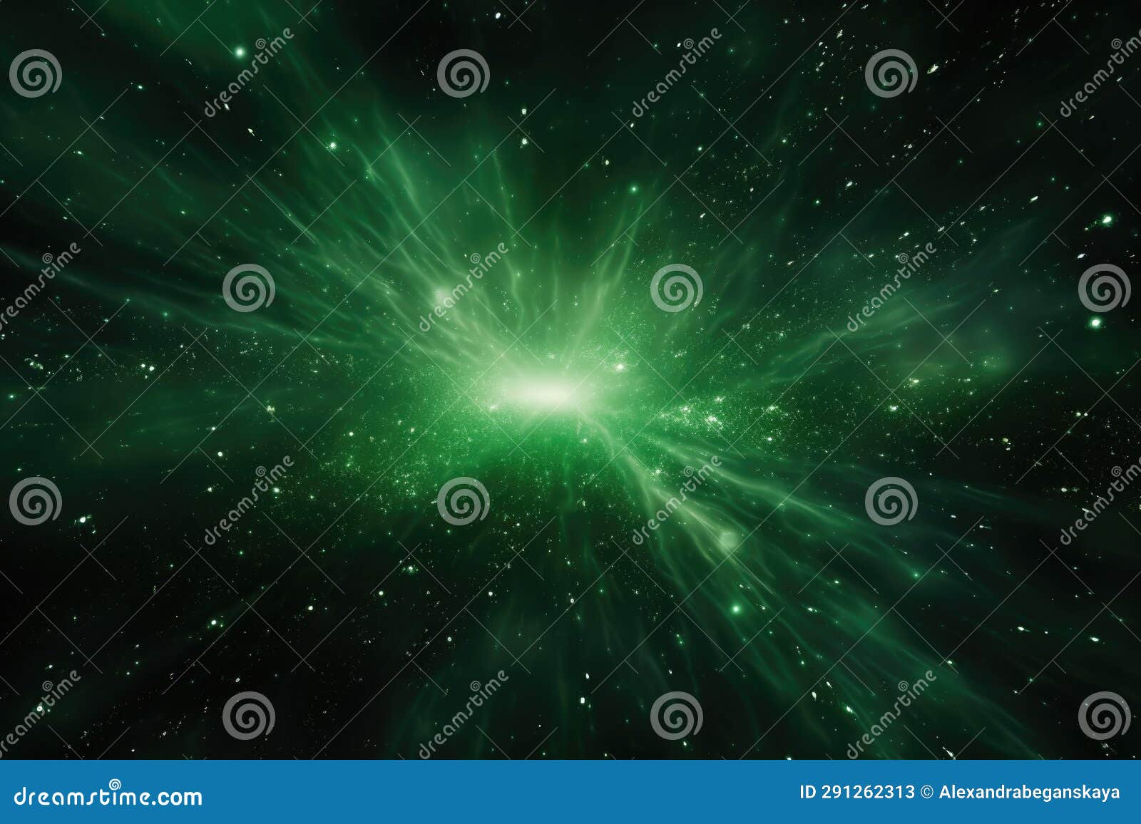 Abstract Glowing Green Light Effect with Sparkling Rays Stock ...