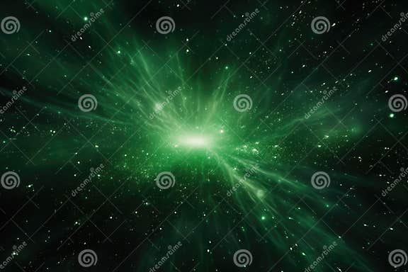 Abstract Glowing Green Light Effect with Sparkling Rays Stock ...