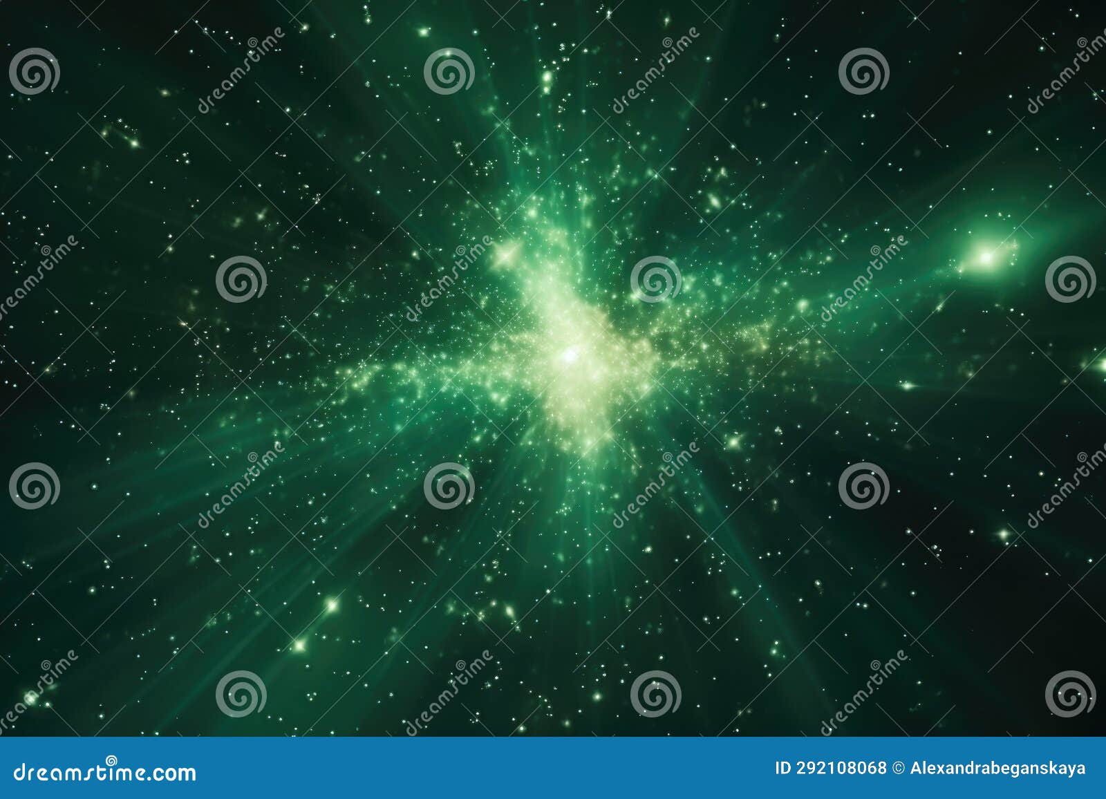 Abstract Glowing Green Light Effect with Sparkling Rays Stock ...