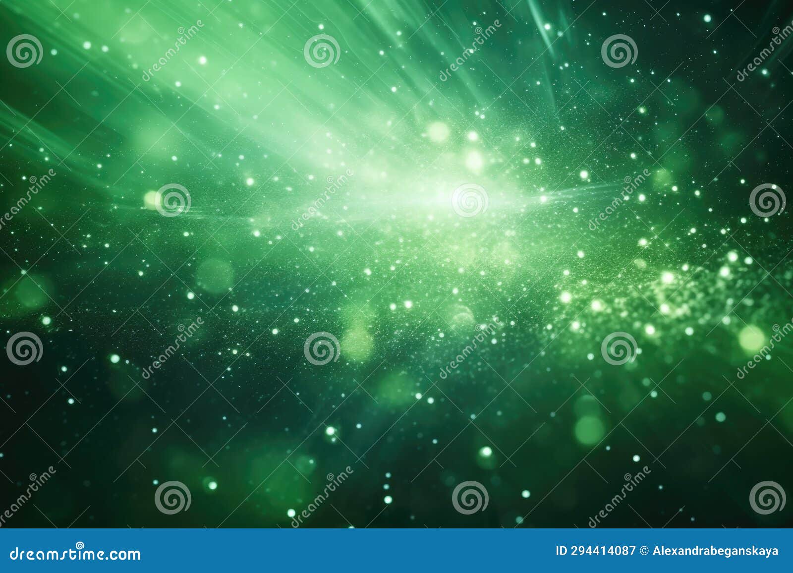 Abstract Glowing Green Light Effect with Sparkling Rays Stock ...