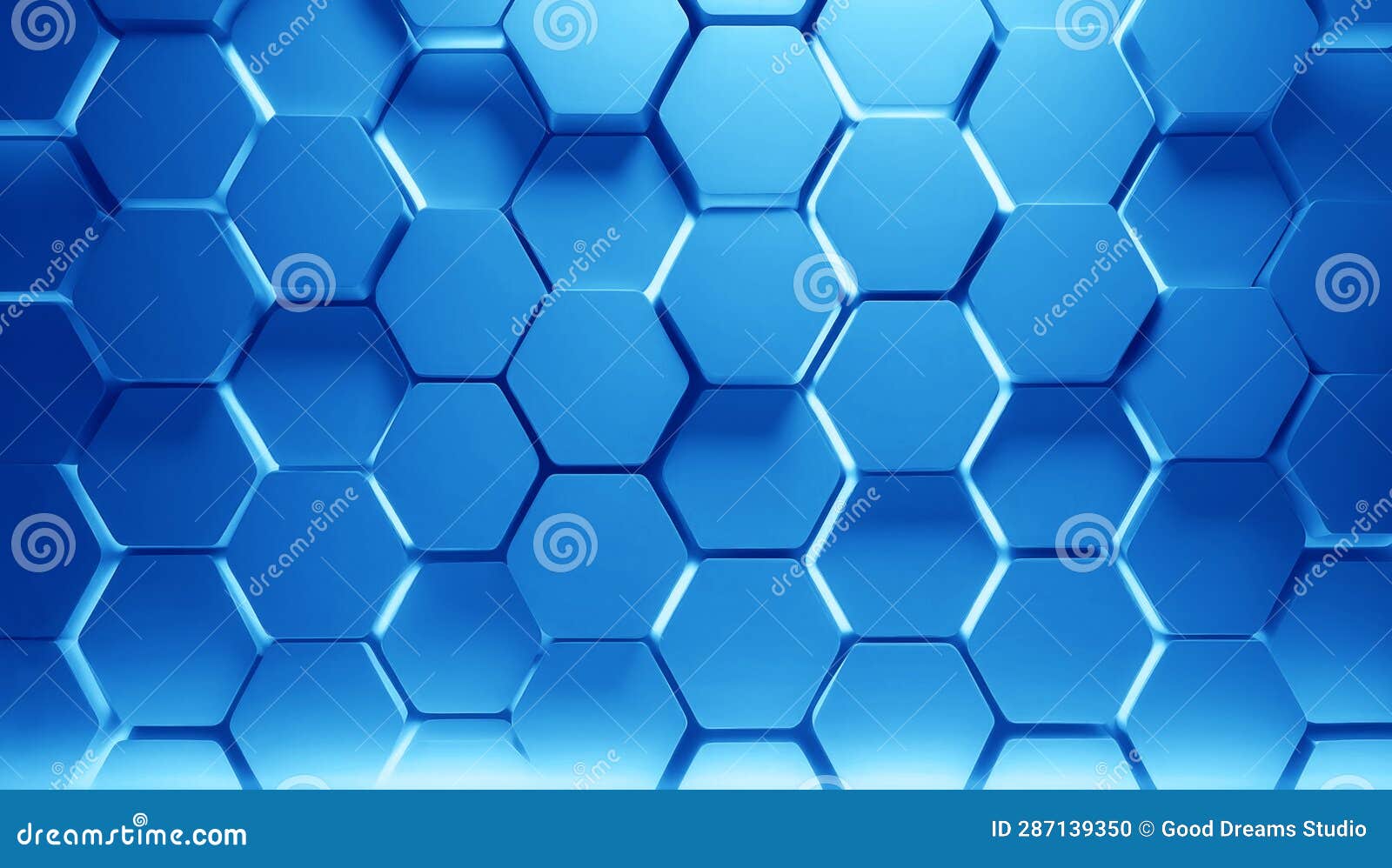 Abstract Glowing Hexagon Shape Blue Background Stock Illustration ...