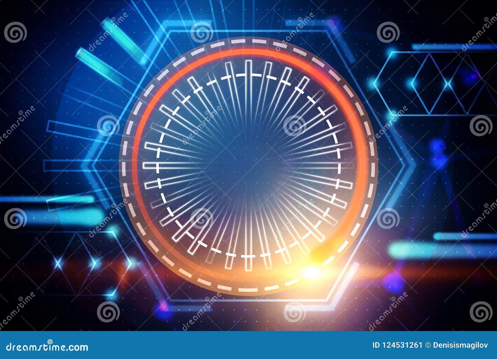 Abstract Red Blue Glowing Futuristic Interface. 3d Illustration Stock ...