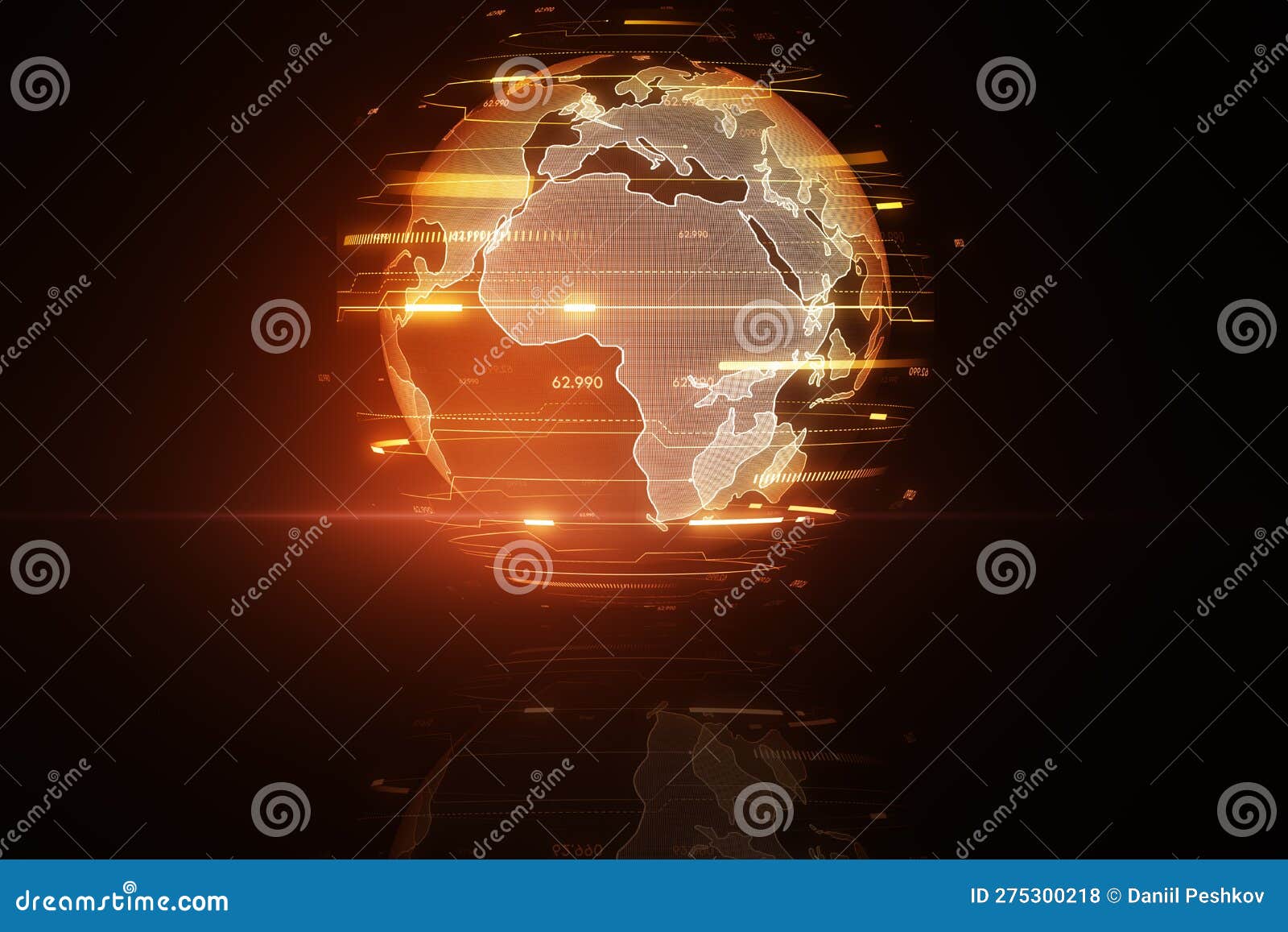 Abstract Glowing Index Globe Hologram on Background. Digital World and ...