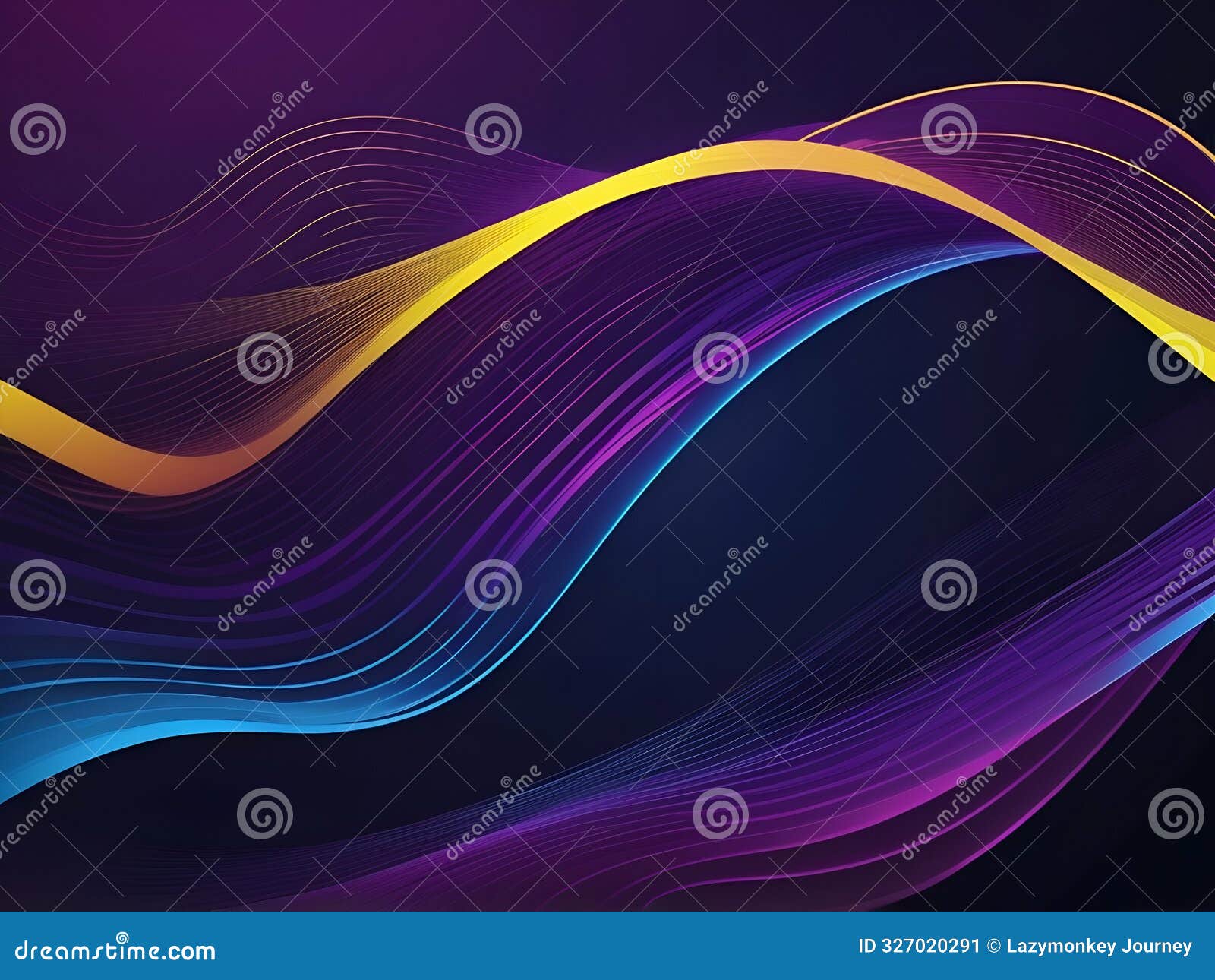 Abstract Glowing Line Wave Flow Pattern Gradient Violet Blue Yellow ...