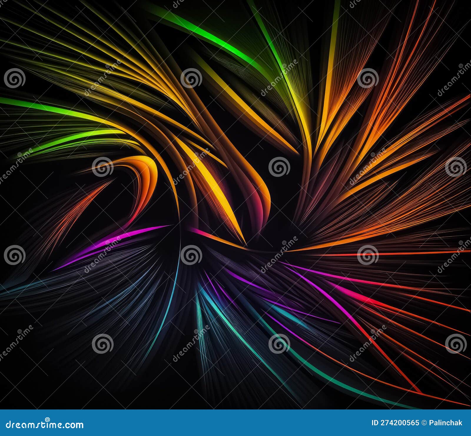 Abstract Glowing Lines on a Black Background Stock Illustration ...