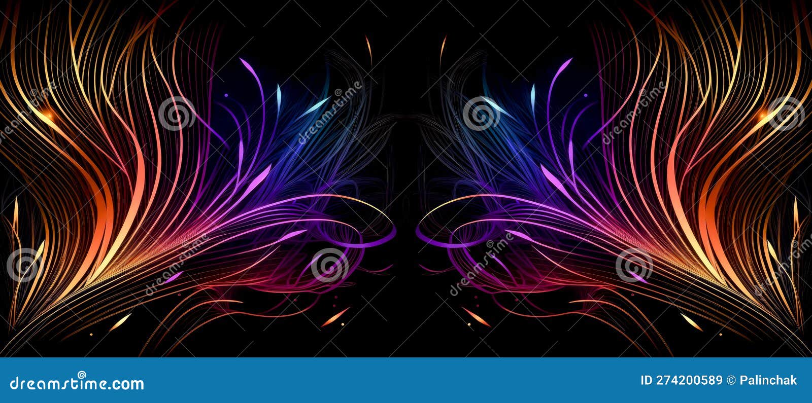 Abstract Glowing Lines on a Black Background Stock Illustration ...