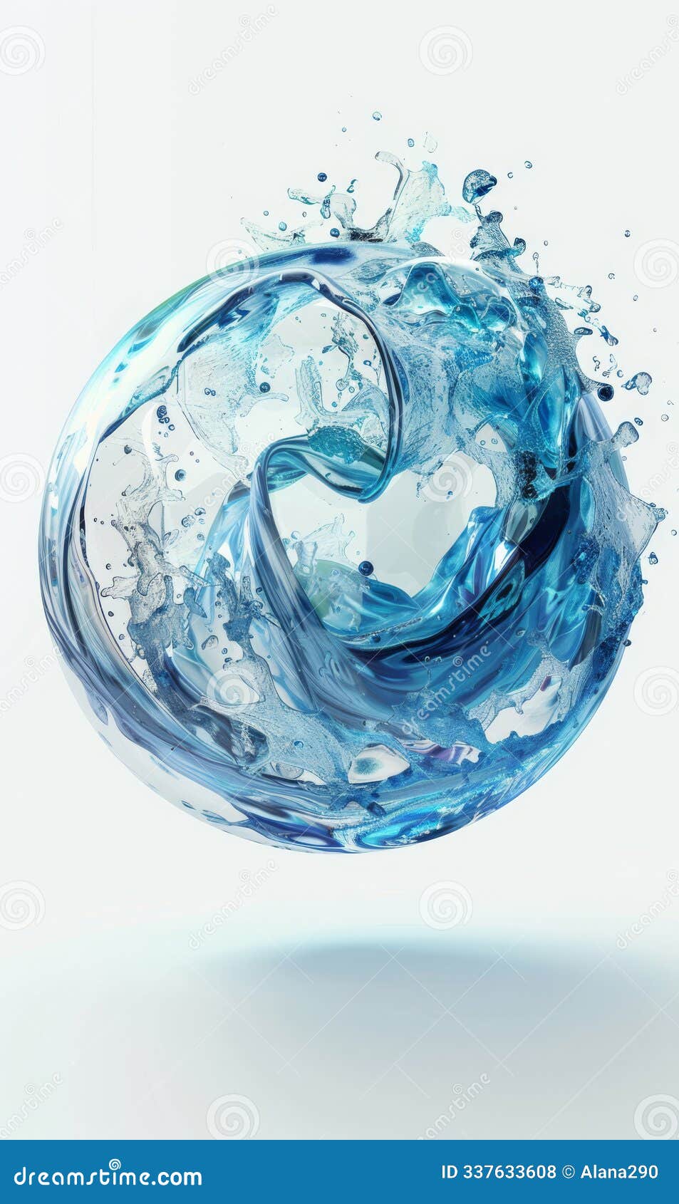 Abstract Glowing Liquid Sphere on White Background, Futuristic ...