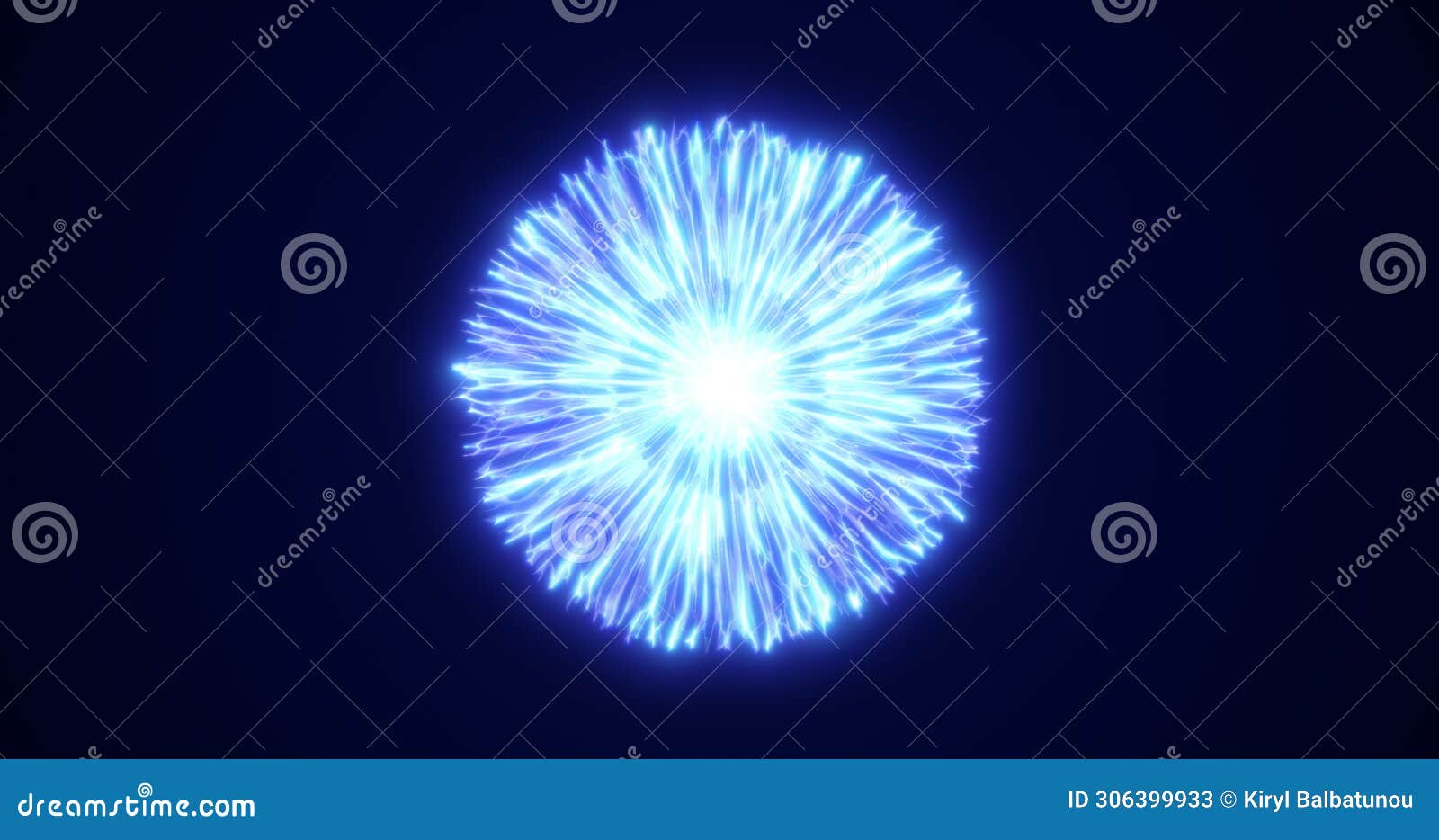 Abstract Glowing Looped Light Energy Blue Round Sphere Atom from Lines ...