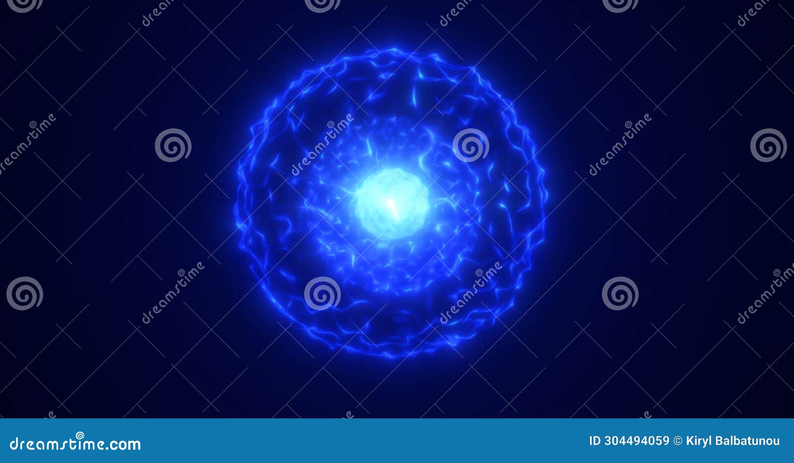 Abstract Glowing Looped Light Energy Blue Sphere Atom from Lines of ...