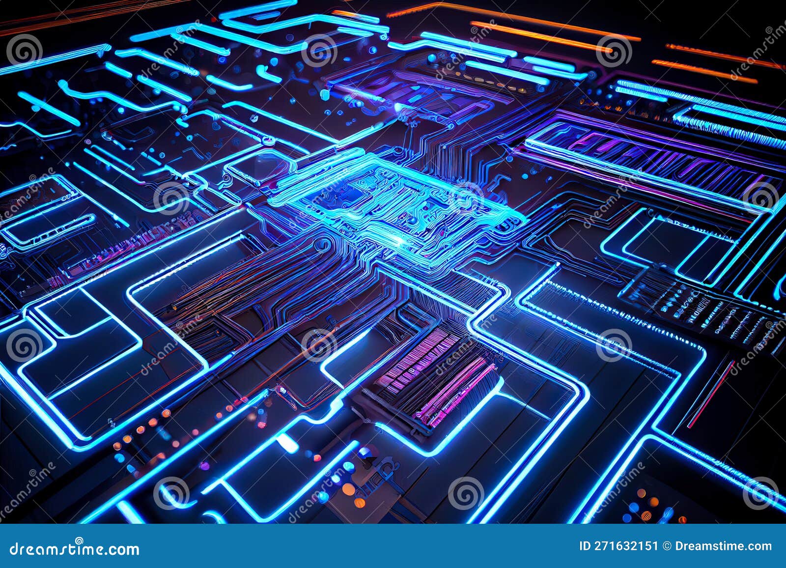 Abstract Glowing Microchip. Generative AI Stock Illustration ...