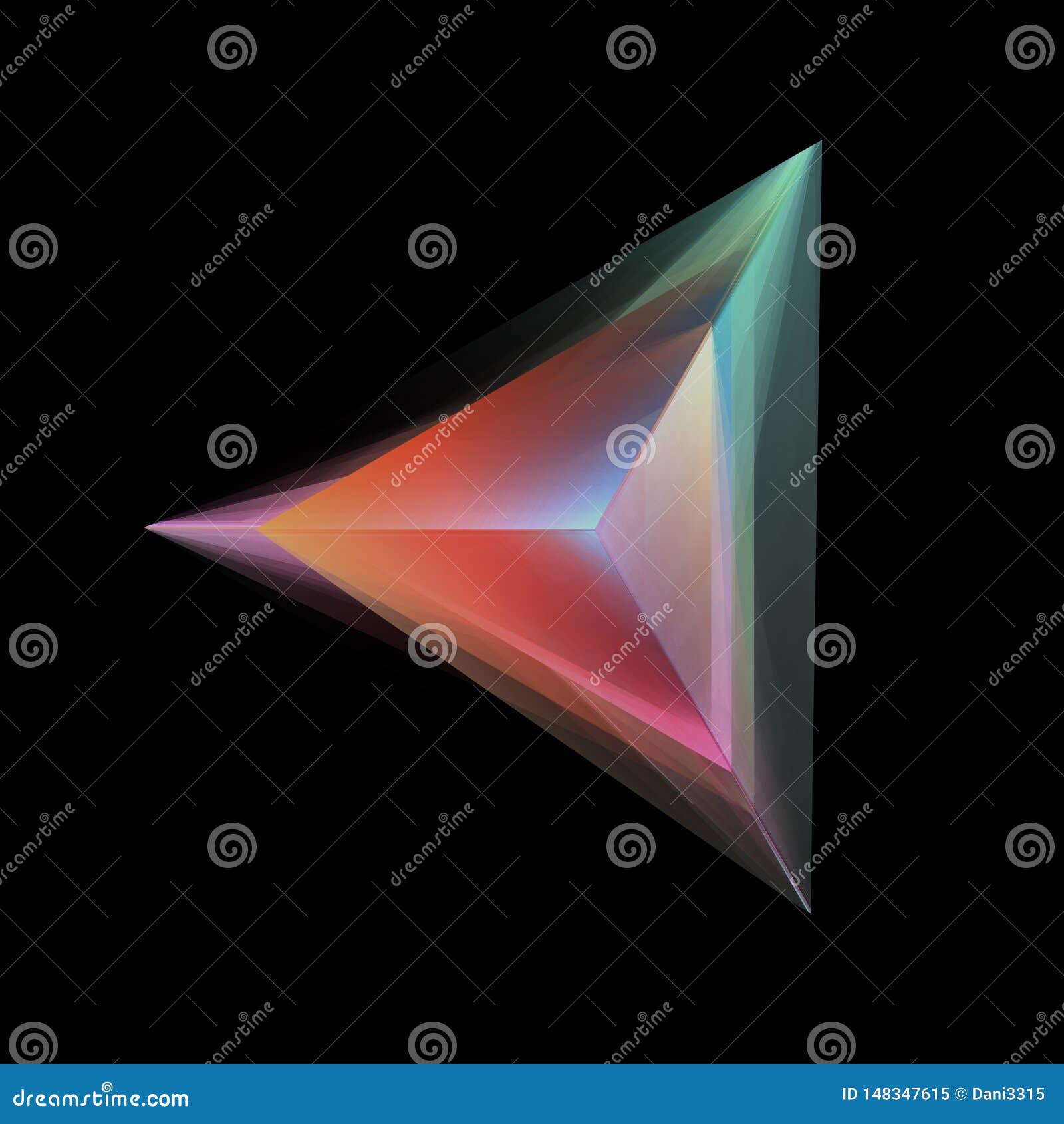 Abstract Glowing Multicolor Tetrahedron Isolated on Black Stock ...