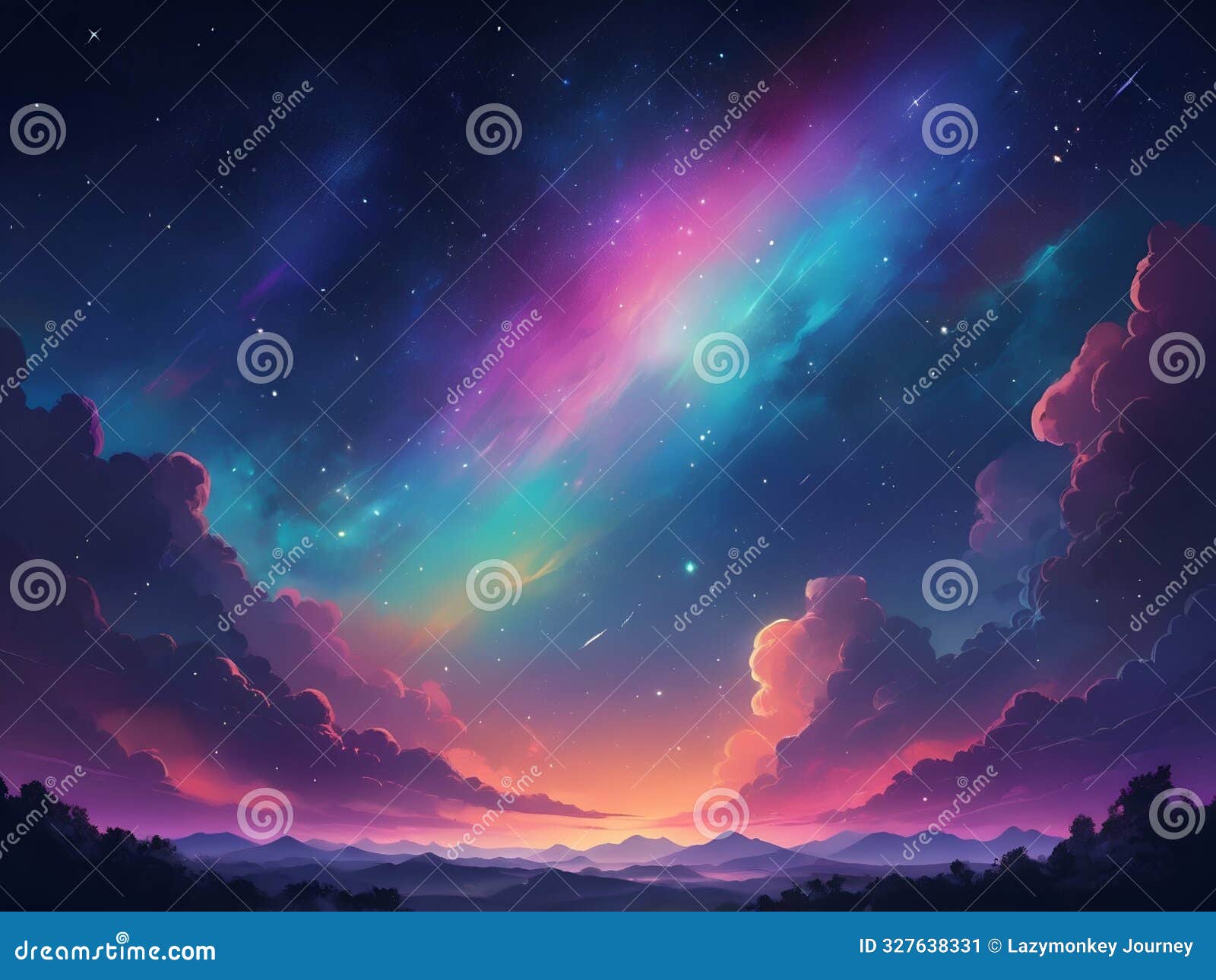 Abstract Glowing Mysterious Colorful Gradation Night Sky Stock ...