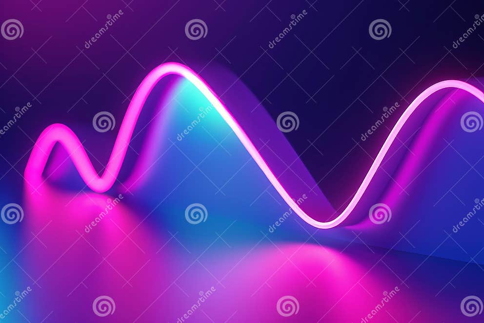 Abstract Glowing Neon Light Wave Design on Background, for Data, Audio ...