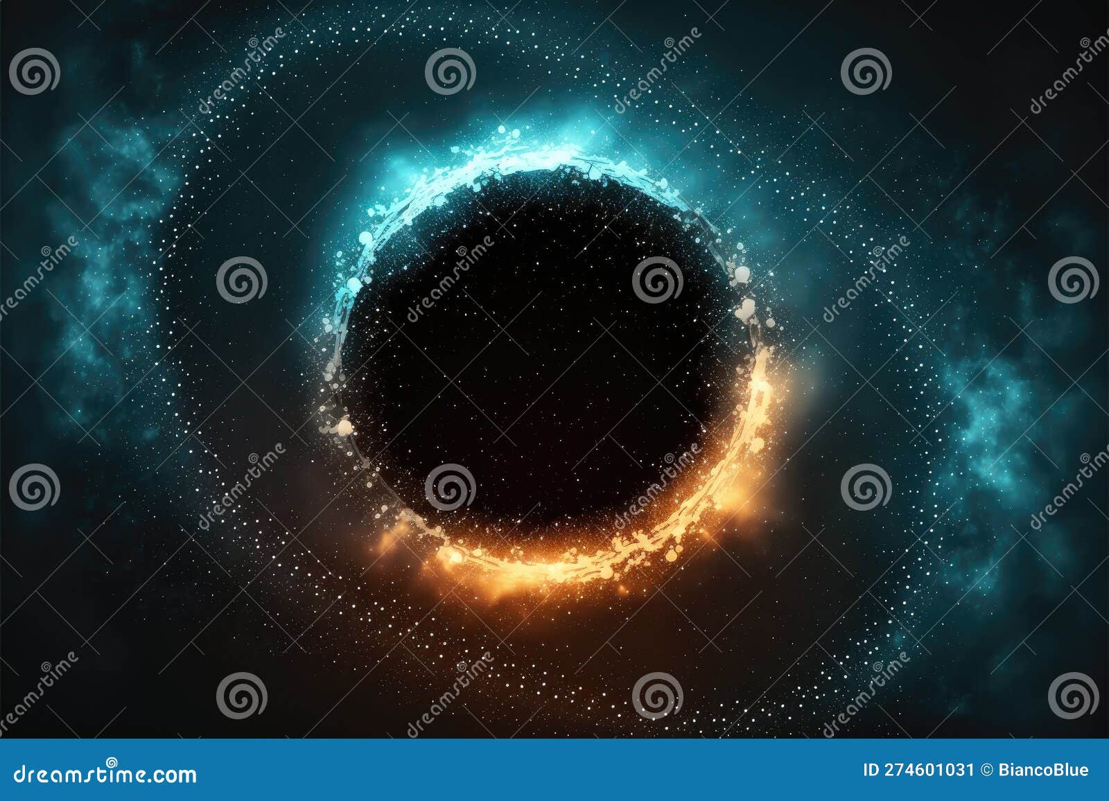 Abstract in Glowing Neon Starlight and Particles with Circle Shape in ...