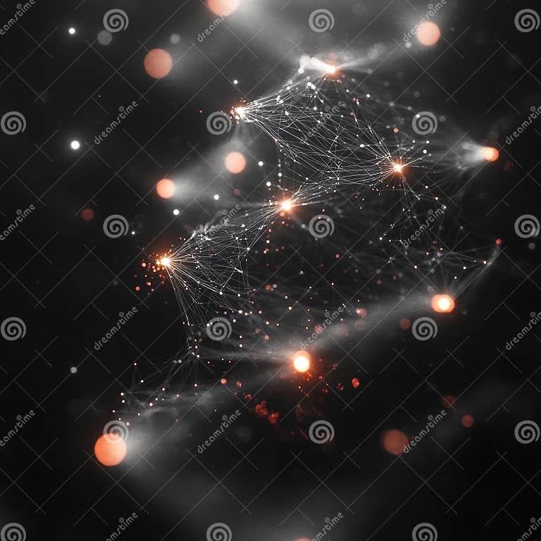 Abstract Glowing Neural Network with Orange Lights Stock Photo - Image ...