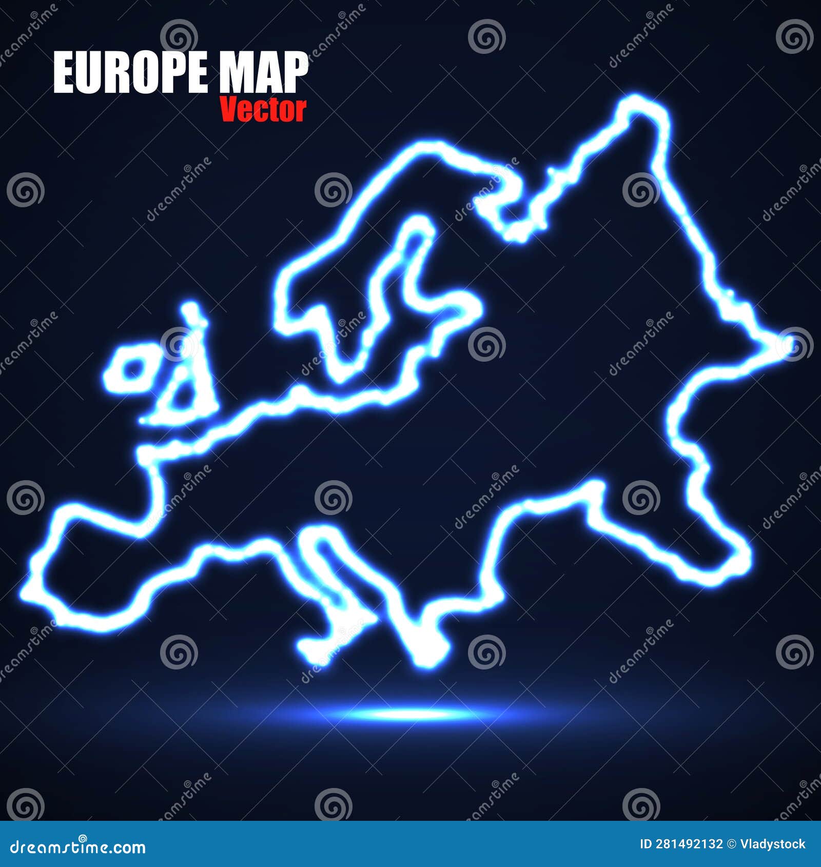 Abstract Glowing Outline of Europe Map Stock Vector - Illustration of ...