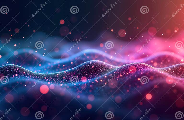 Abstract Glowing Particle Wave Background Digital Tech Data Flow Futuristic 3D Render AI Concept ...