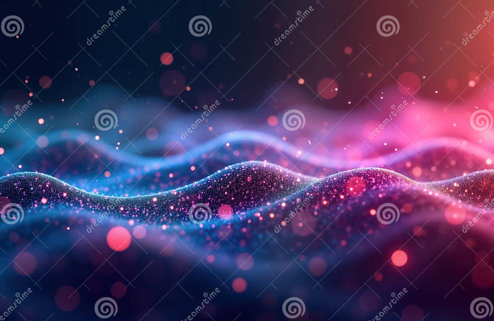 Abstract Glowing Particle Wave Background Digital Tech Data Flow Futuristic 3D Render AI Concept ...