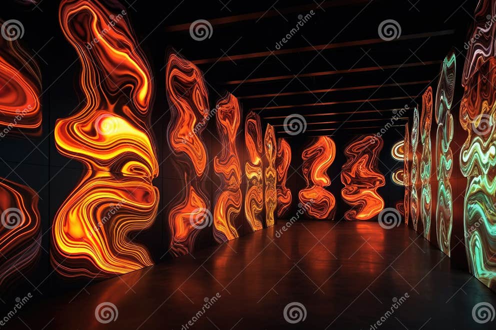 Abstract Glowing Patterns in a Dark Gallery Stock Photo - Image of ...