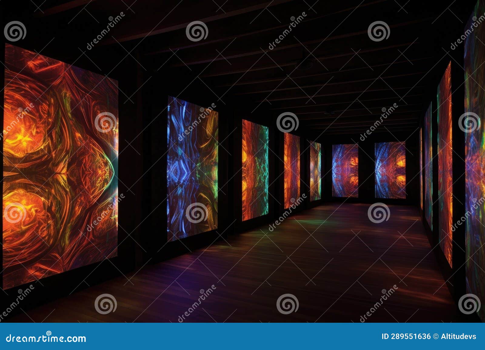 Abstract Glowing Patterns in a Dark Gallery Stock Photo - Image of ...