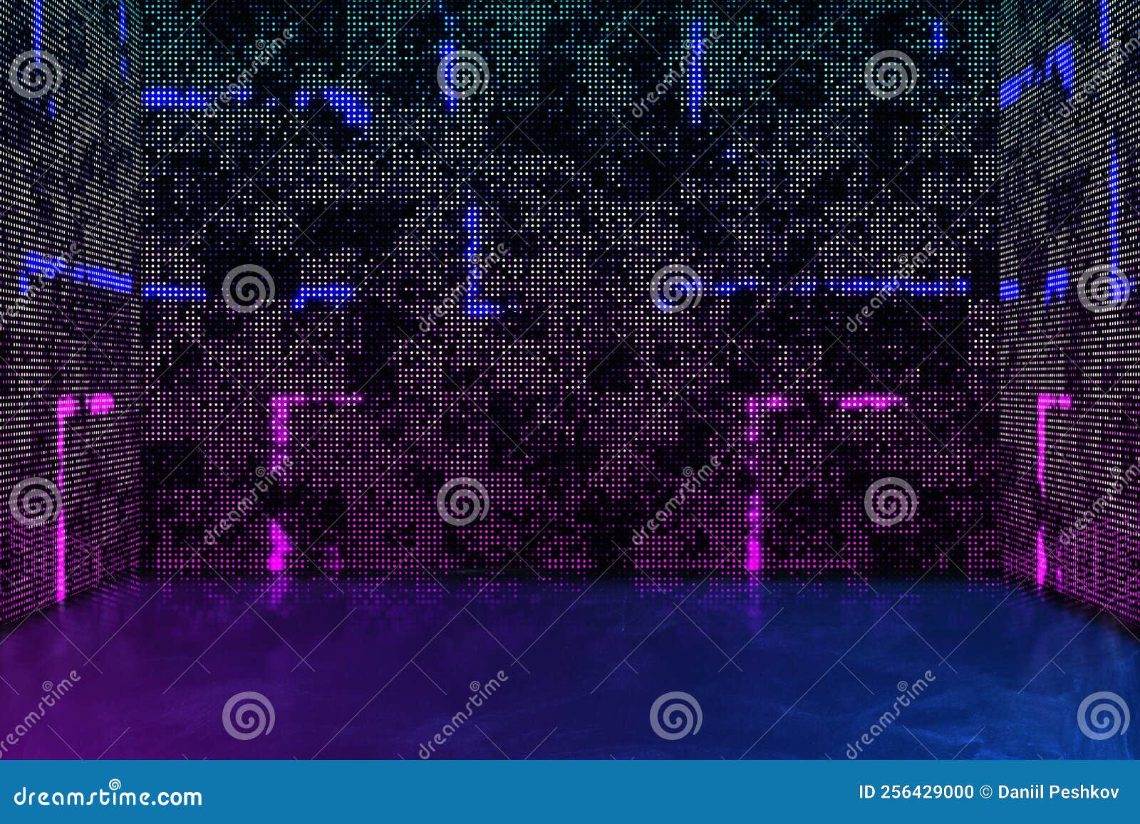 Abstract Glowing Pixel Wall Backdrop. Large Led Projection Screens ...