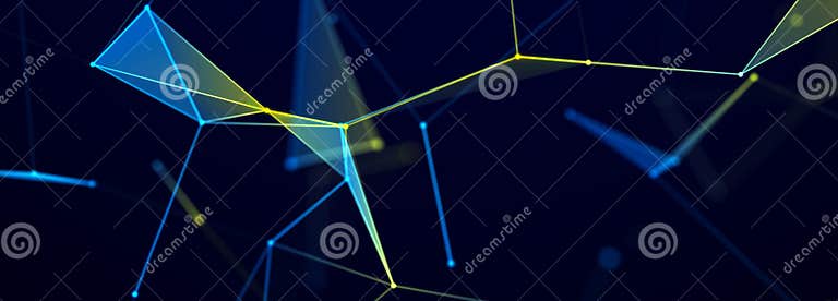 Abstract Glowing Plexus with Polygons on Dark Background. Geometric ...