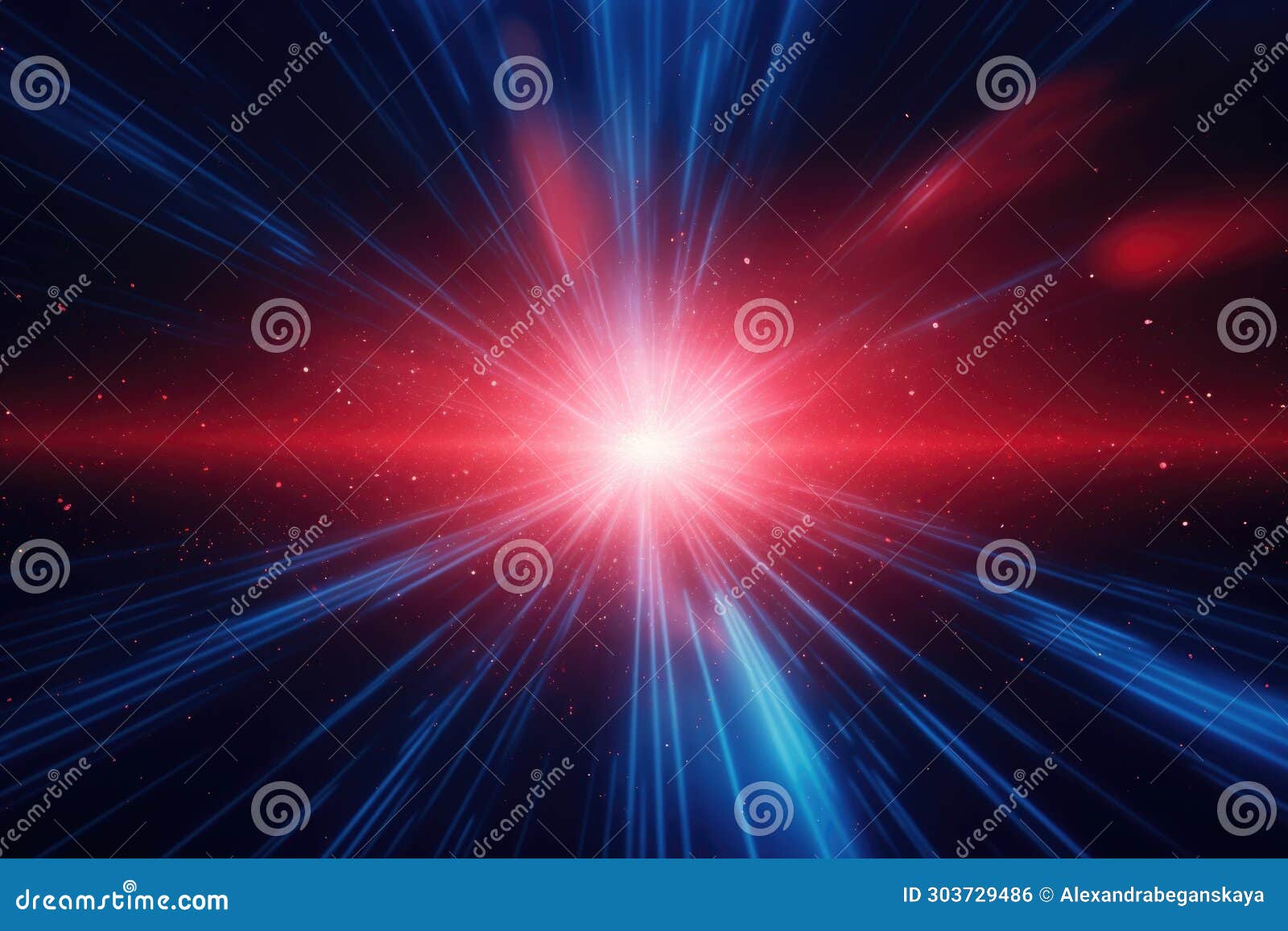Abstract Glowing Red Light Effect with Sparkling Rays Blue Backlight ...